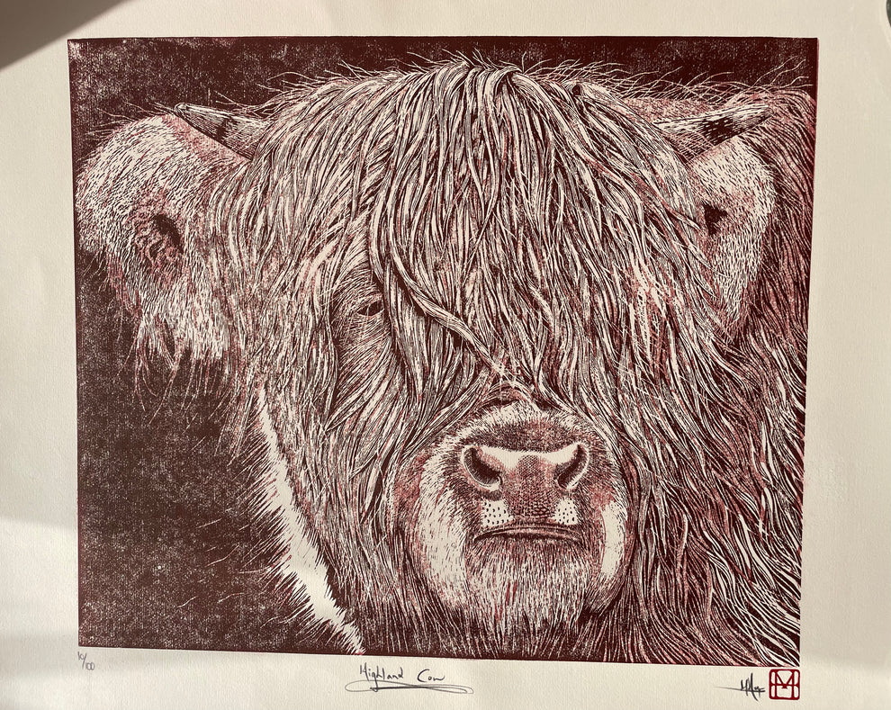 Highland Cow Linocut Print – HuPa Linocuts